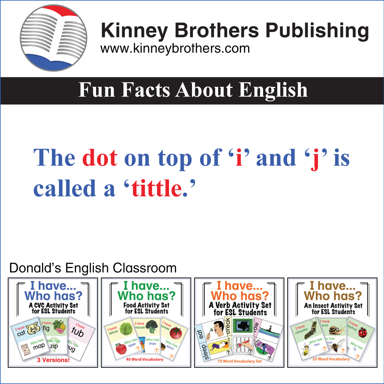 Fun Facts About English 32 Jot And Tittle Kinney Brothers Publishing fun-facts-about-english-32-jot-and-tittle-kinney-brothers-publishing