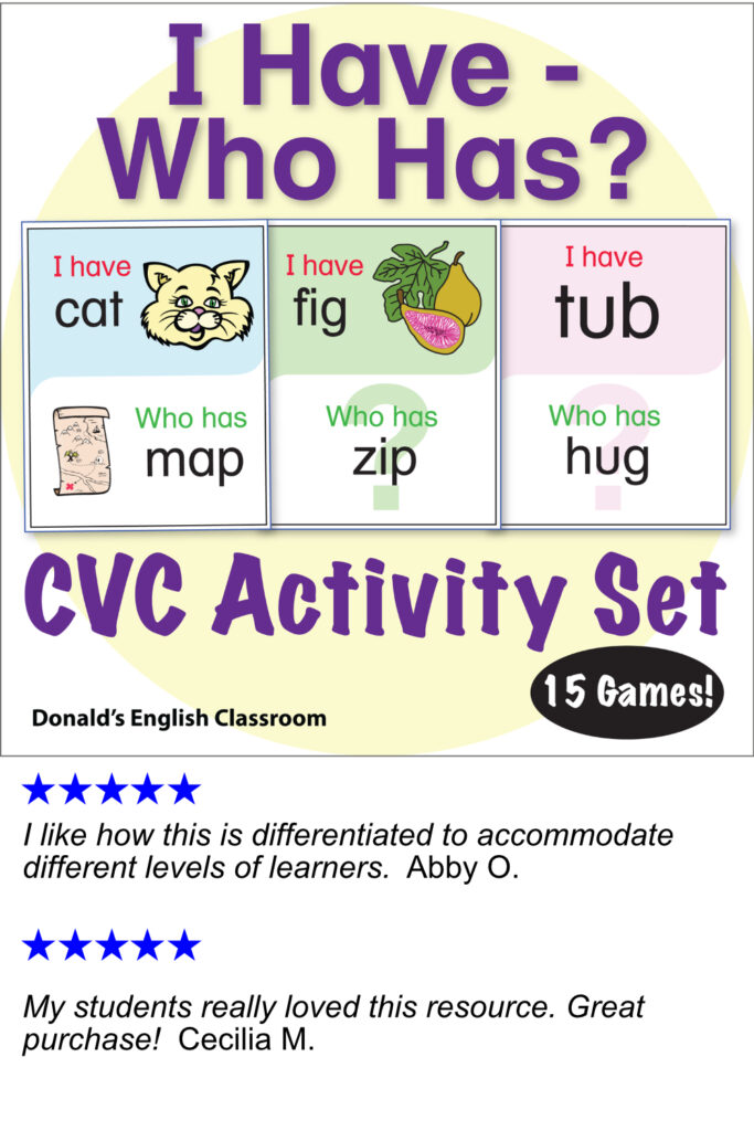CVC I Have Who Has Activity Set